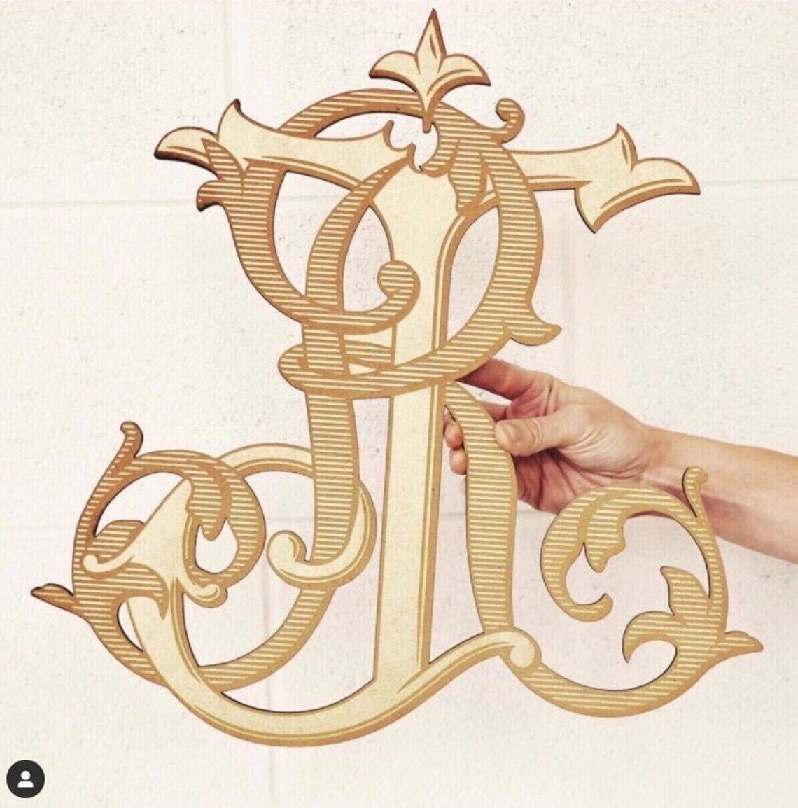 Wedding Monogram Sign Vintage Style Shuler Studio Gold - Etsy