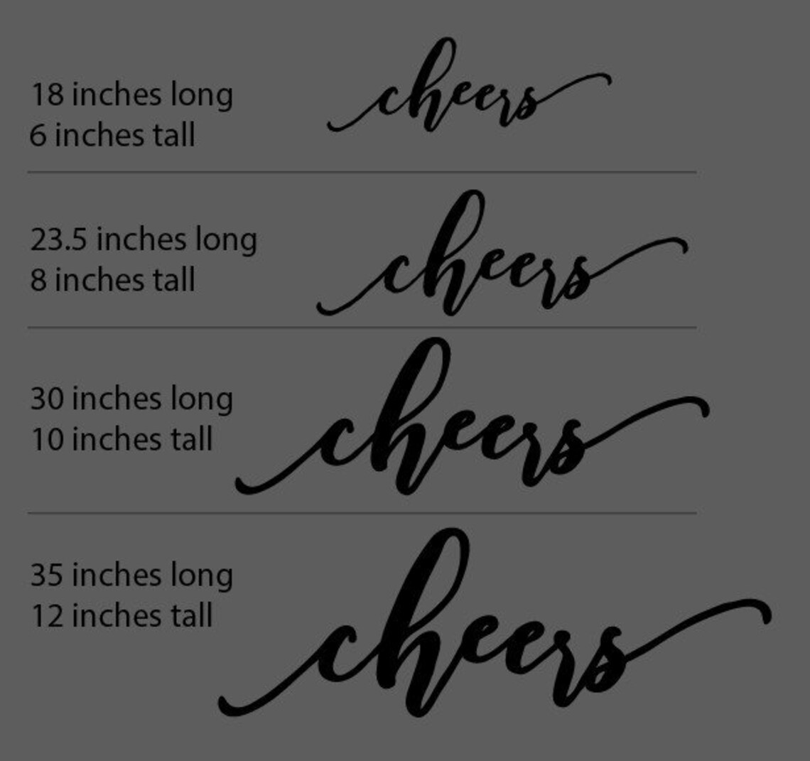 Large Laser Cut Cheers Sign, Calligraphy Word Wall Sign, Gold, Silver ...