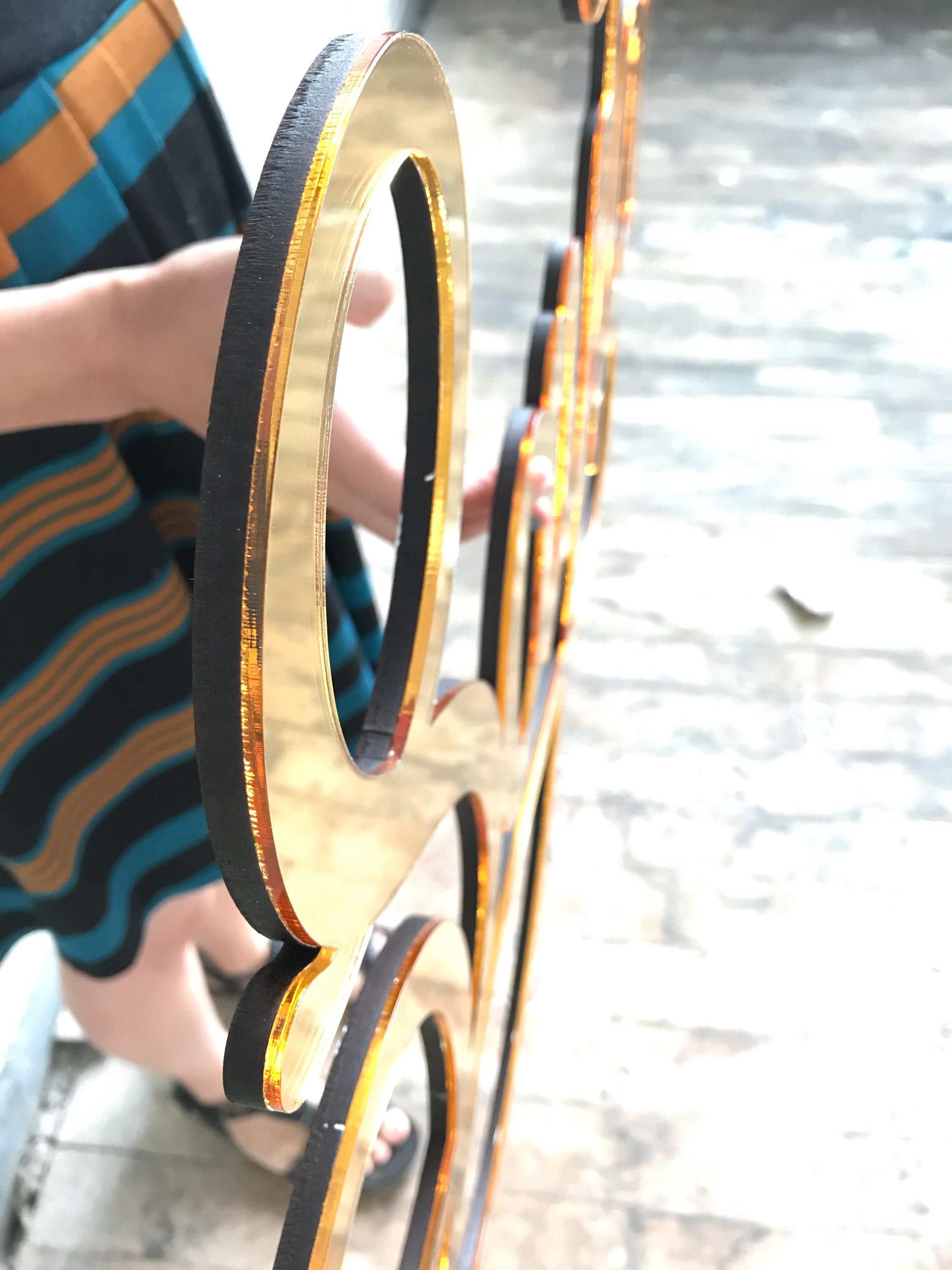 Two Name Sign for Baby Nursery With Mirror and Wood | Etsy