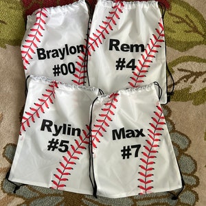 Baseball Drawstring Bag, Baseball Team Bags, Personalized Baseball Bag ...