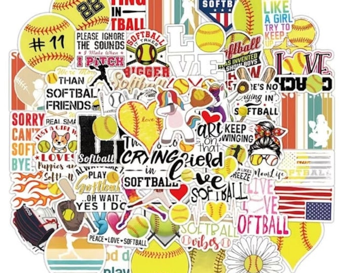 Softball Stickers, Pack of Softball Stickers, Team Softball Gifts ...