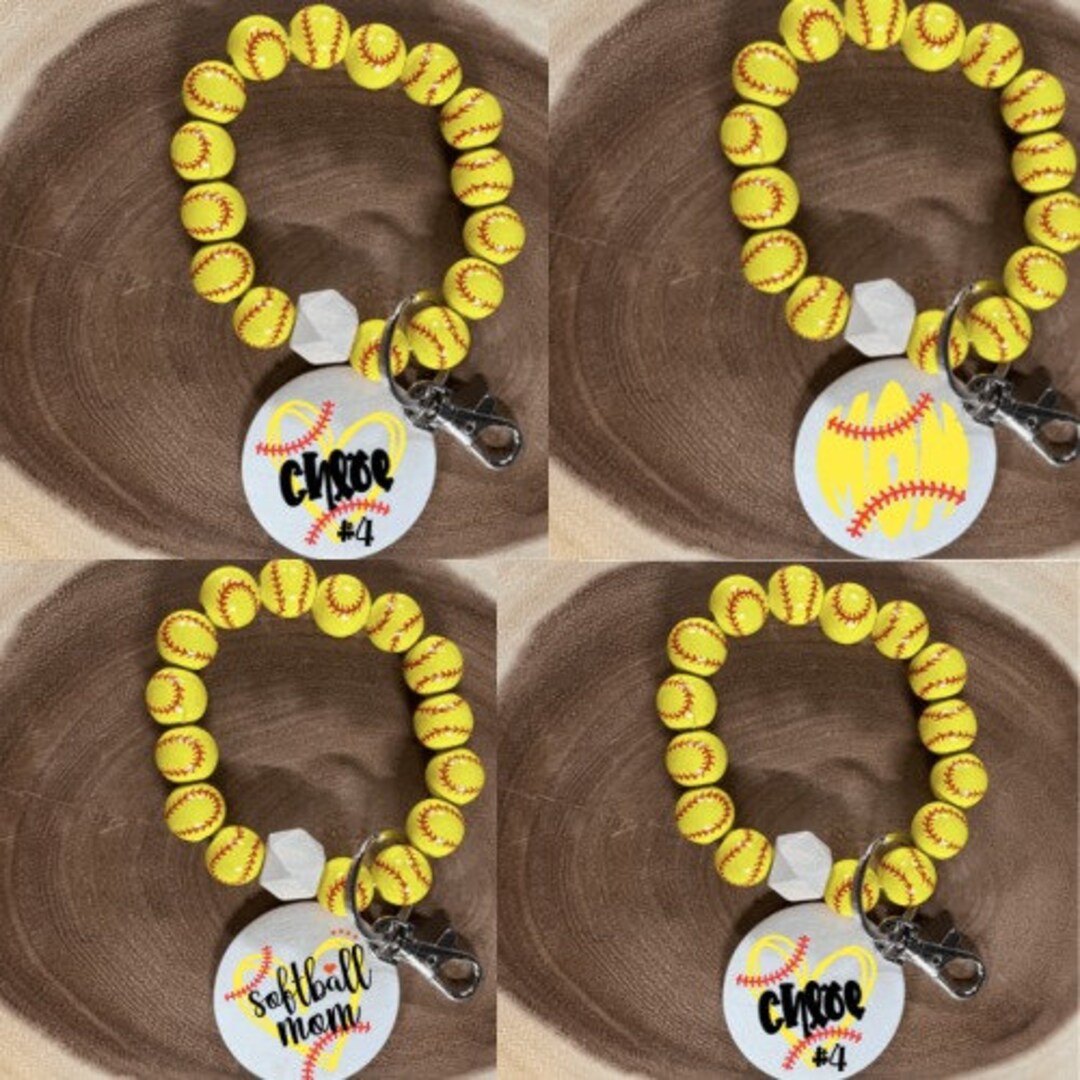 Softball Mom, Softball Mom Keychain, Softball Mom Bracelet ...