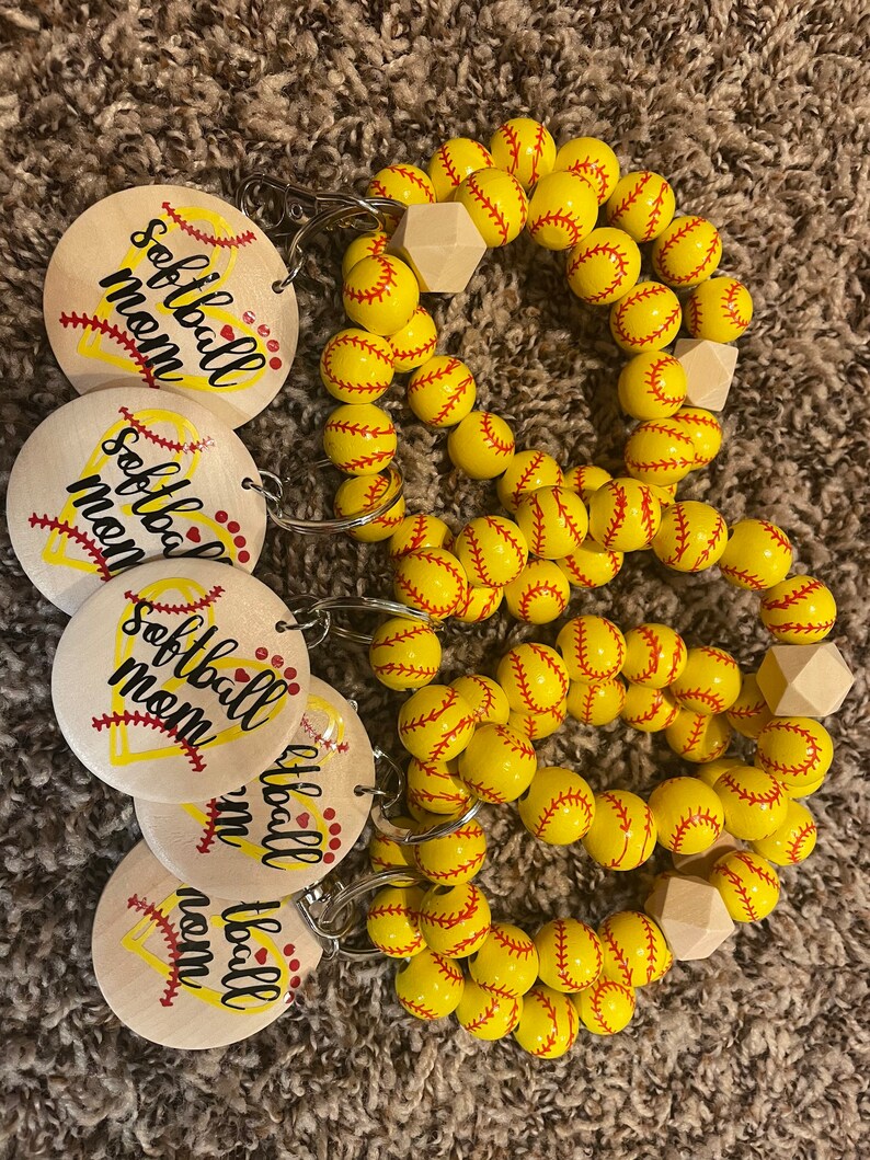 Softball Mom Softball Mom Keychain Softball Mom Bracelet - Etsy