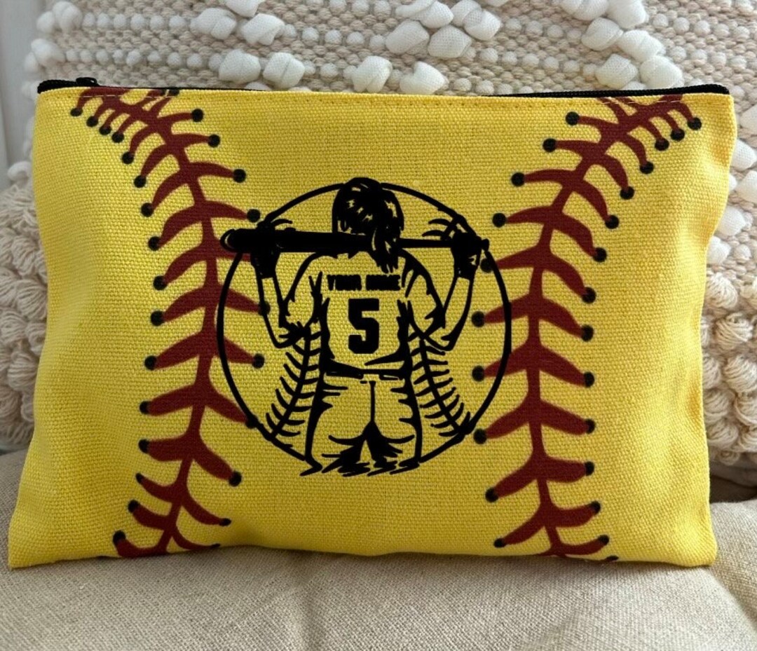 Personalized Softball Cosmetic Bag, Softball Mom Bag , Softball Bag ...