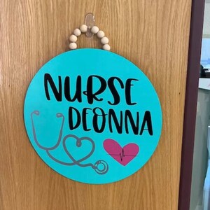 Nurse Door Hanger, Personalized Wood Nurse Sign, Wood Nurse Sign, - Etsy
