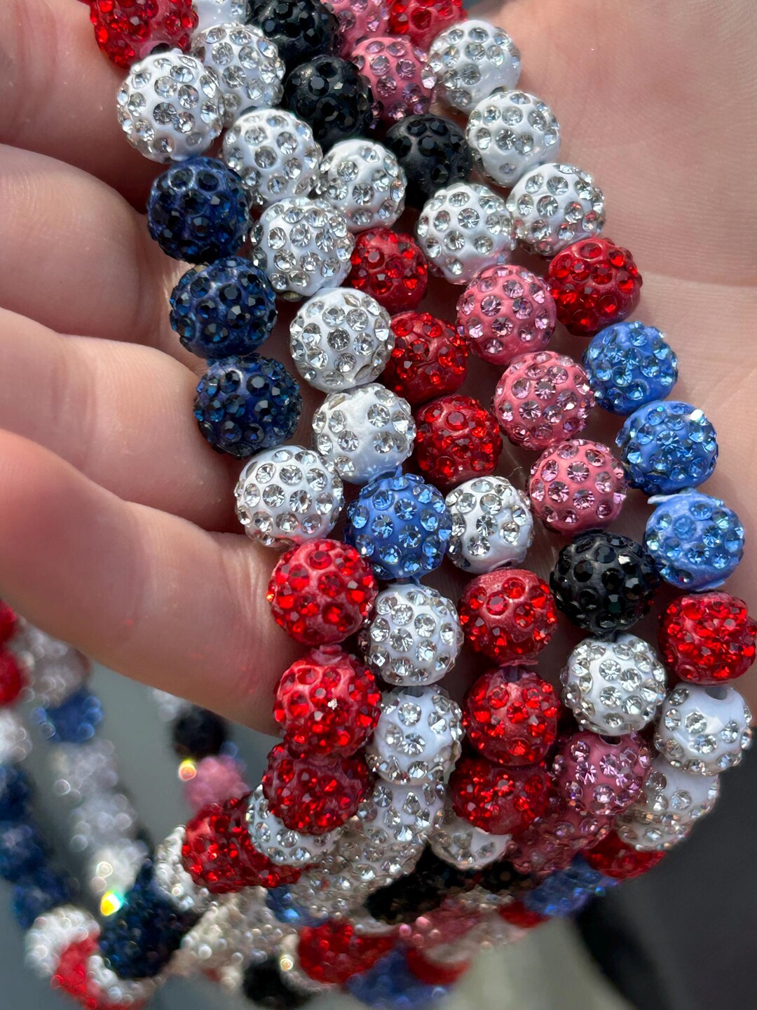 Shiny Beaded Rhinestone Baseball Necklace, Ice Baseball Necklace, Shiny ...