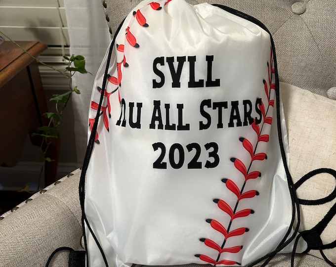 Baseball Drawstring Bag, Baseball Team Bags, Personalized Baseball Bag ...
