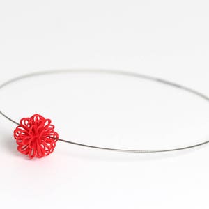 Red Sphere Necklace With Stainless Steel Cable Choker, 3D Printed ...