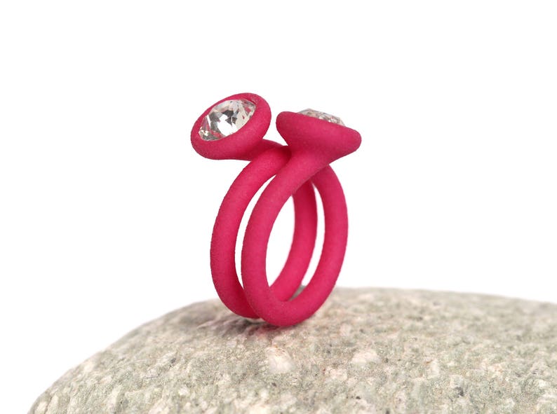 Pinker Ring groß mit Steinen eine Statement Ring als Geschenk für ...