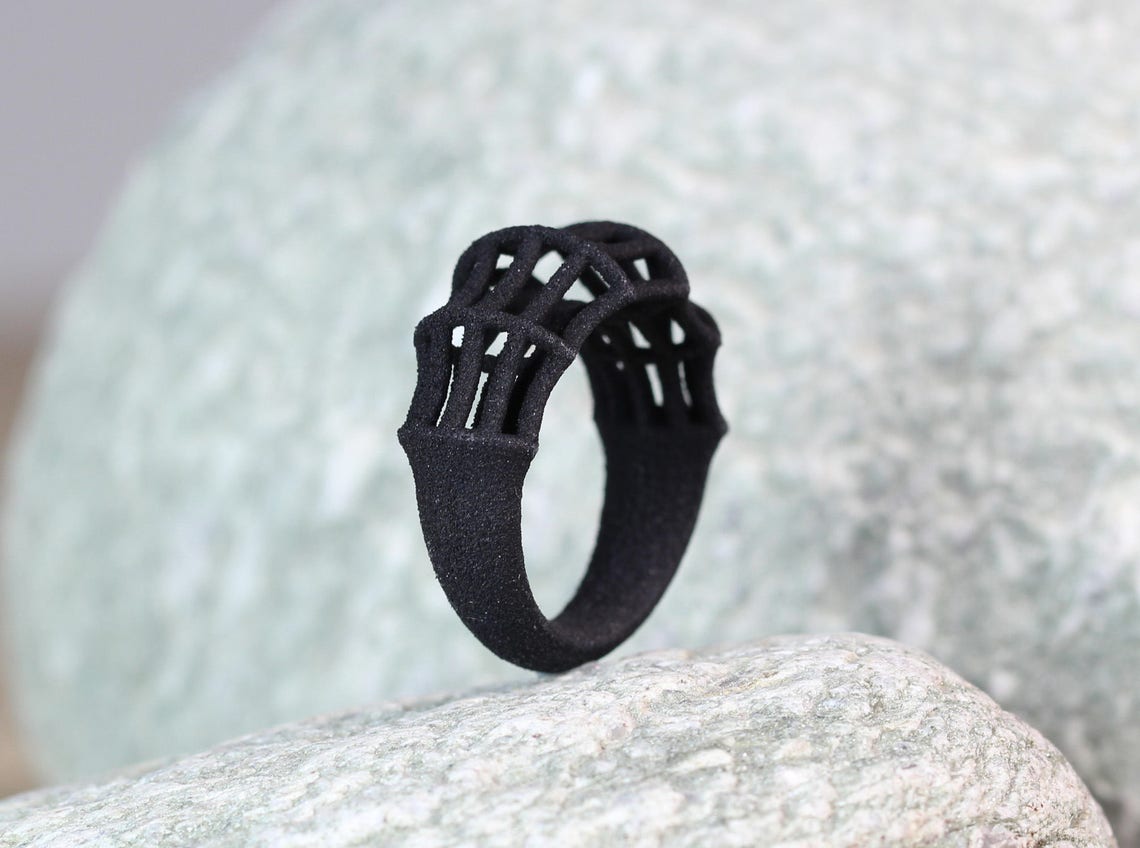 Black Unique Ring Modern Design Ring Minimalist Ring Gift | Etsy