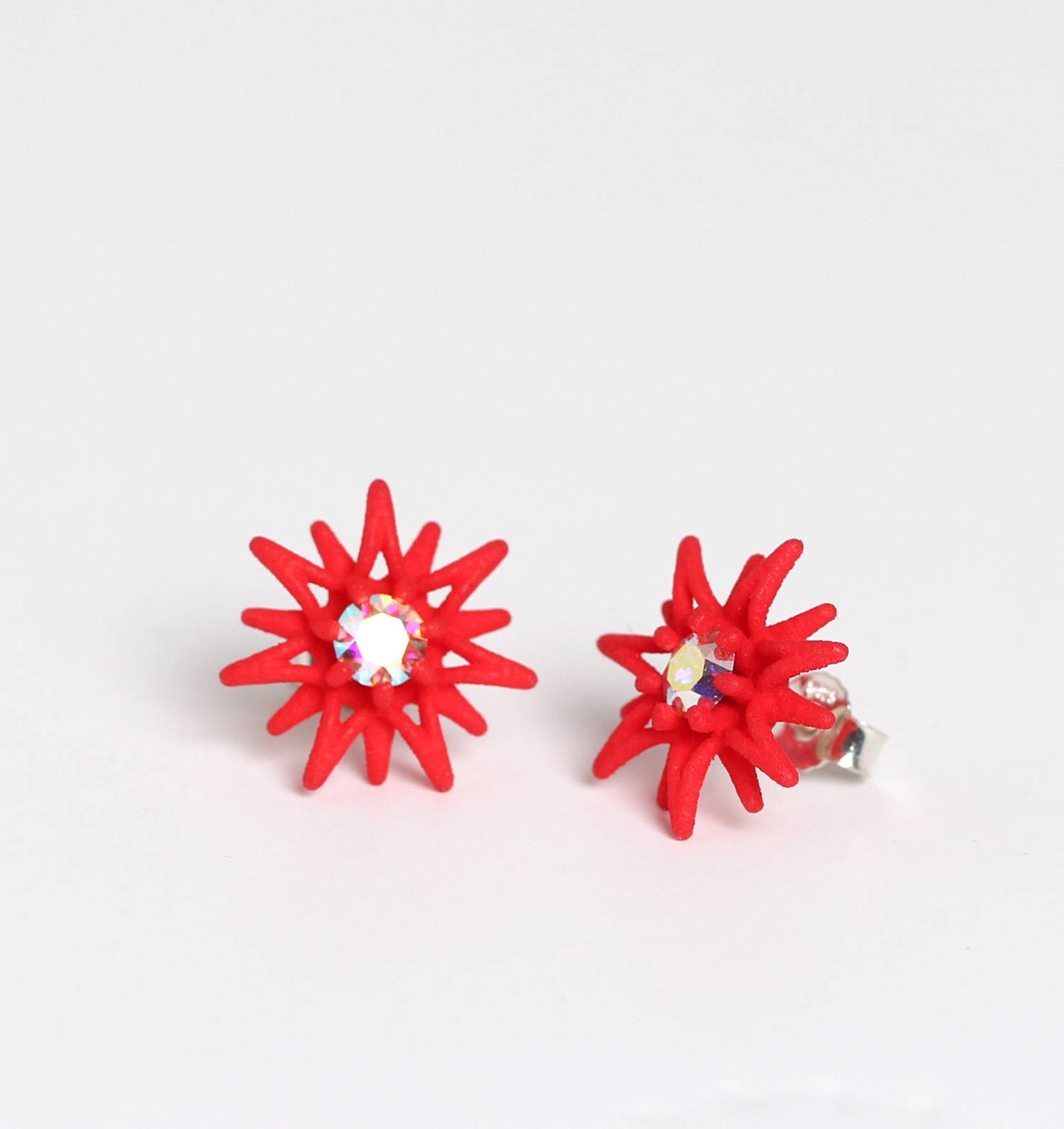 Red Stud Earrings Red Star Stud Earrings With Stones Red - Etsy