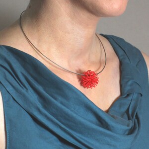 Red Sphere Necklace With Stainless Steel Cable Choker, 3D Printed ...