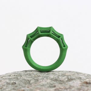 Bamboo Ring Green, Geometric Ring, Structural Ring Green, Gift for ...