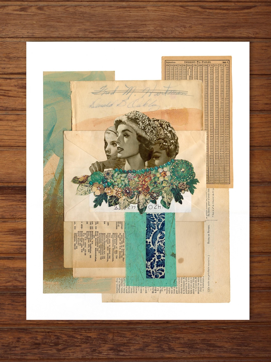 Three Graces Unique Retro Art Print: 50s Collage Print, Vintage Paper ...
