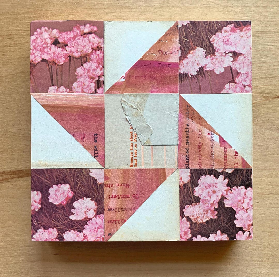 Abstract Quilt Block Collage, Quilt Block, Geometric Collage, Pink ...