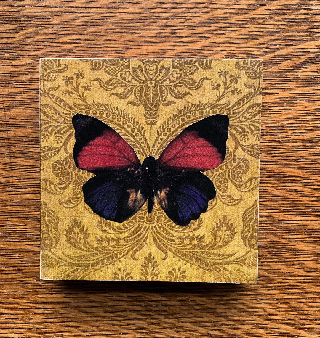 Mini collage de mariposas en panel, collage original, arte diminuto ...