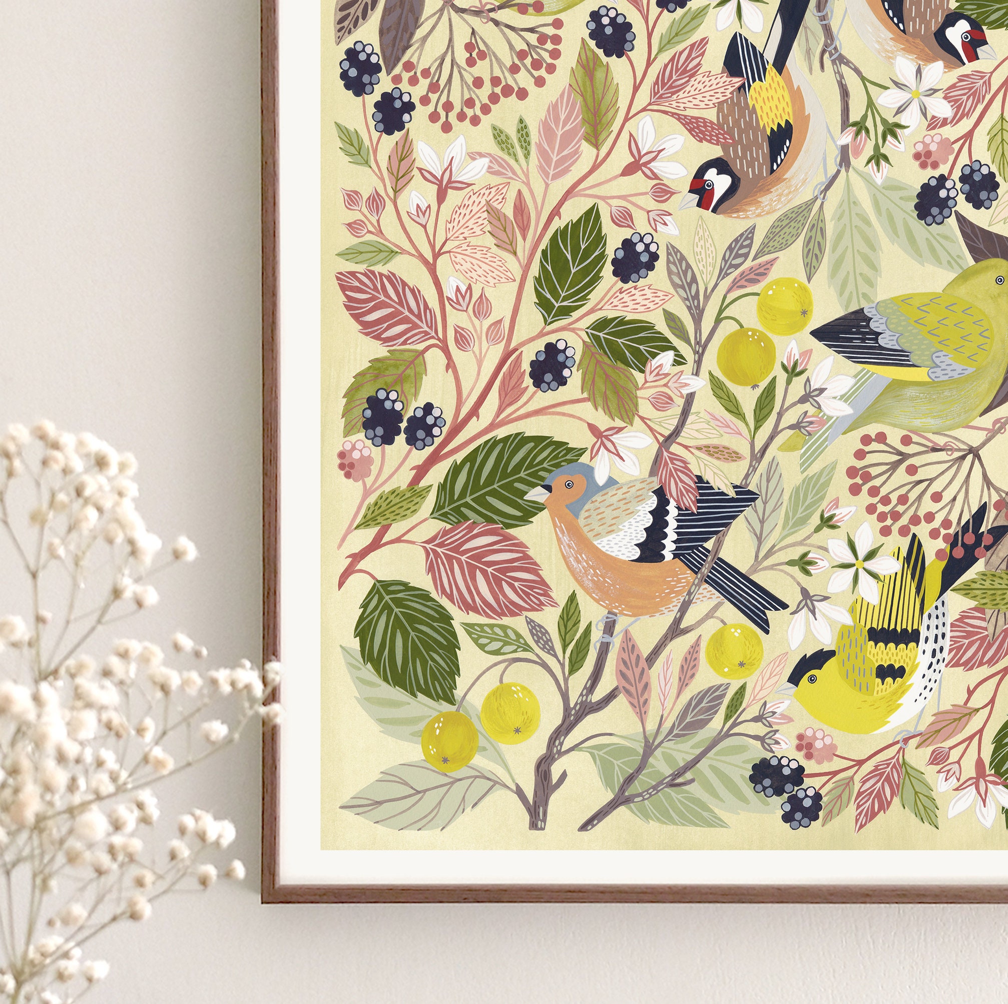 Charm of Finches II - Nature Inspired Art Print // A3 or A2 Large Wall ...