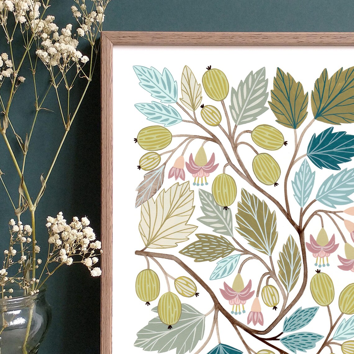 Gooseberry Botanical Art Print // Giclée Print // A4 Woodland Botanical ...