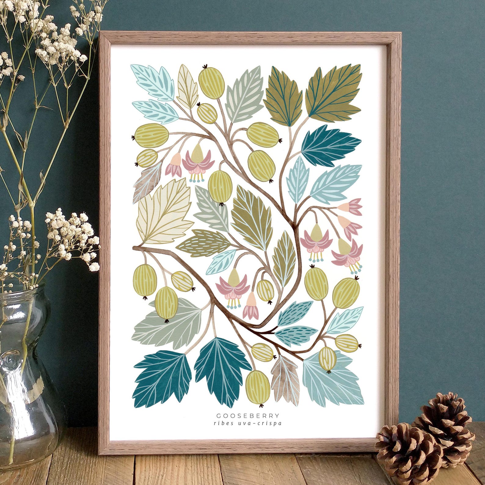 Gooseberry Botanical Art Print // Giclée Print // A4 Woodland Botanical ...