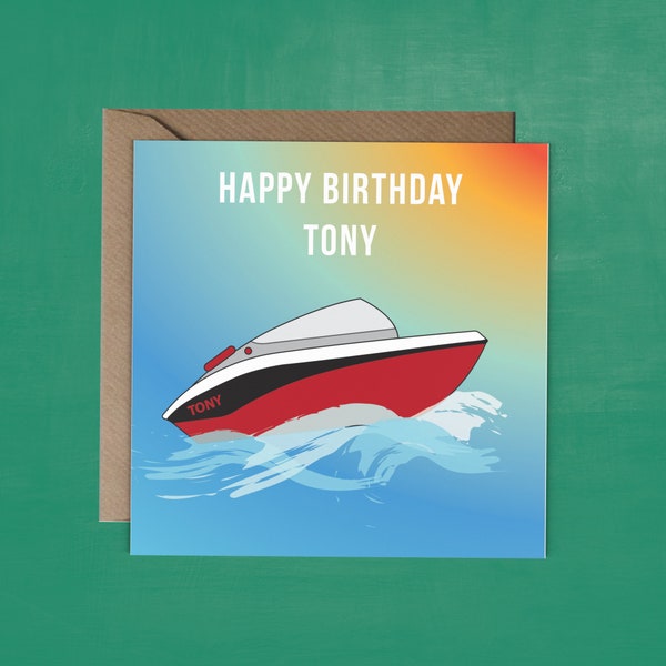 Boat Birthday Card - Etsy UK
