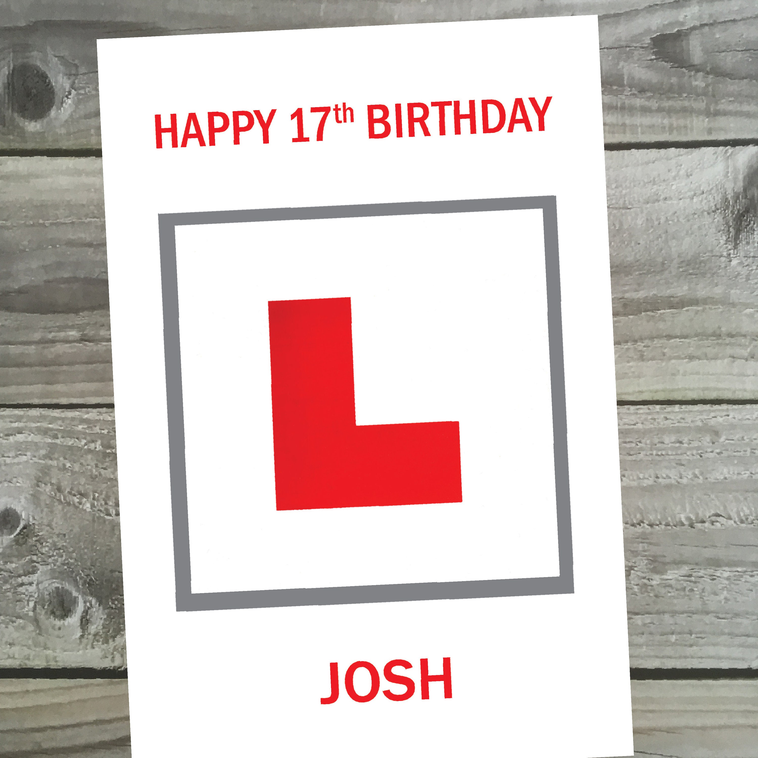17th Birthday Driving Card L Plate Personalised Card | Etsy