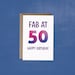 Printable Fab at 50 Card Printable 50 Birthday Card 50th - Etsy