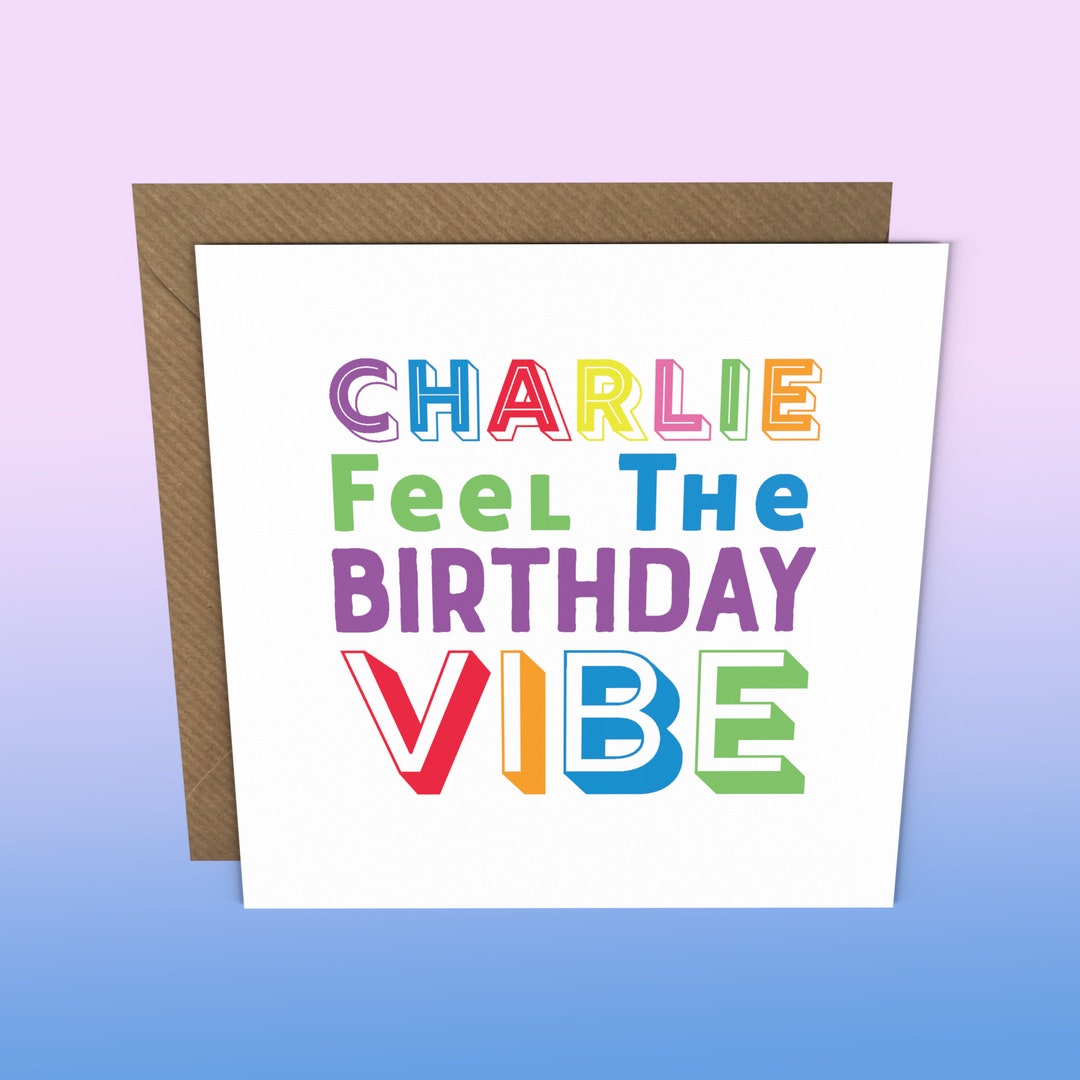 Personalised Birthday Vibe Card Vibe Card Feel the Vibe Card Rainbow ...