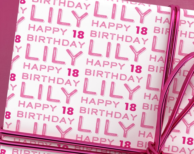 2 Sheets 18th Birthday White Multi Wrapping Paper Age 18 High Quality ...