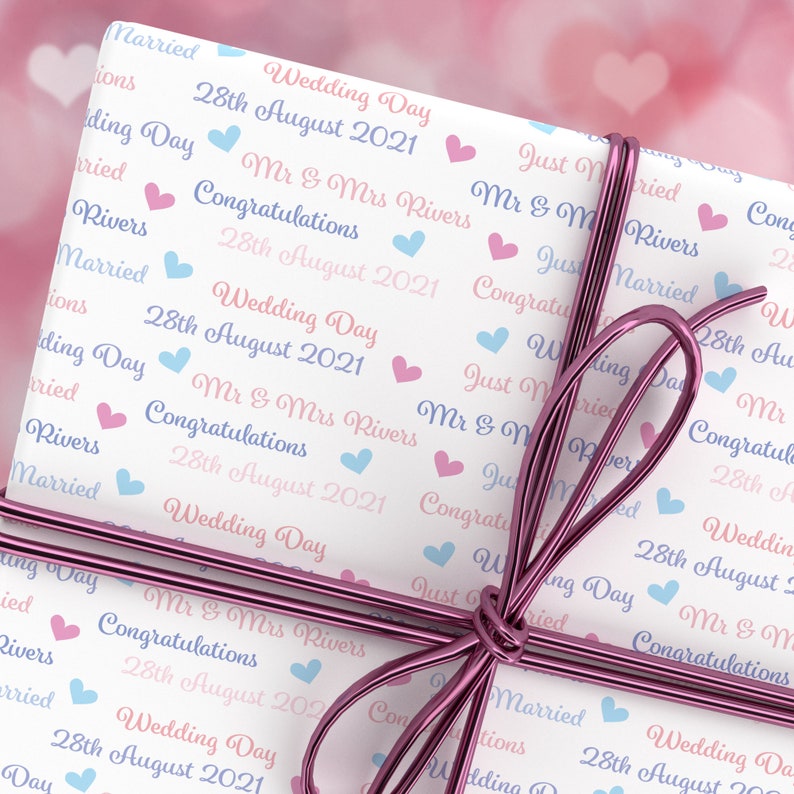 Personalised Wedding Wrapping Paper Word Art Wedding Gift | Etsy