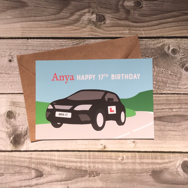 17th Birthday Driving Card L Plate Personalised Card - Personalised ...