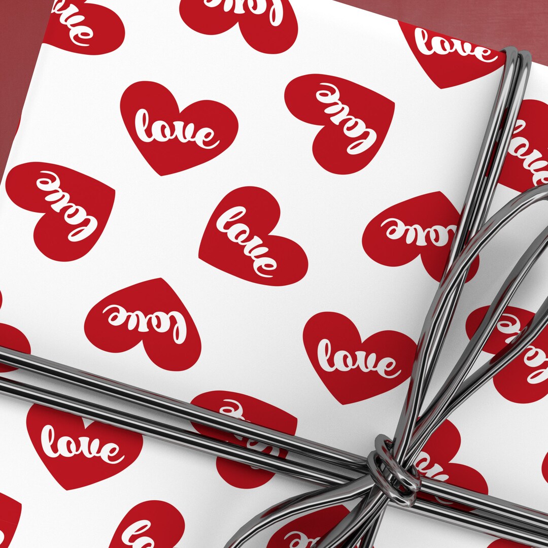 Love Heart Wrapping Paper Heart Wrapping Paper Love Heart Gift Wrap ...