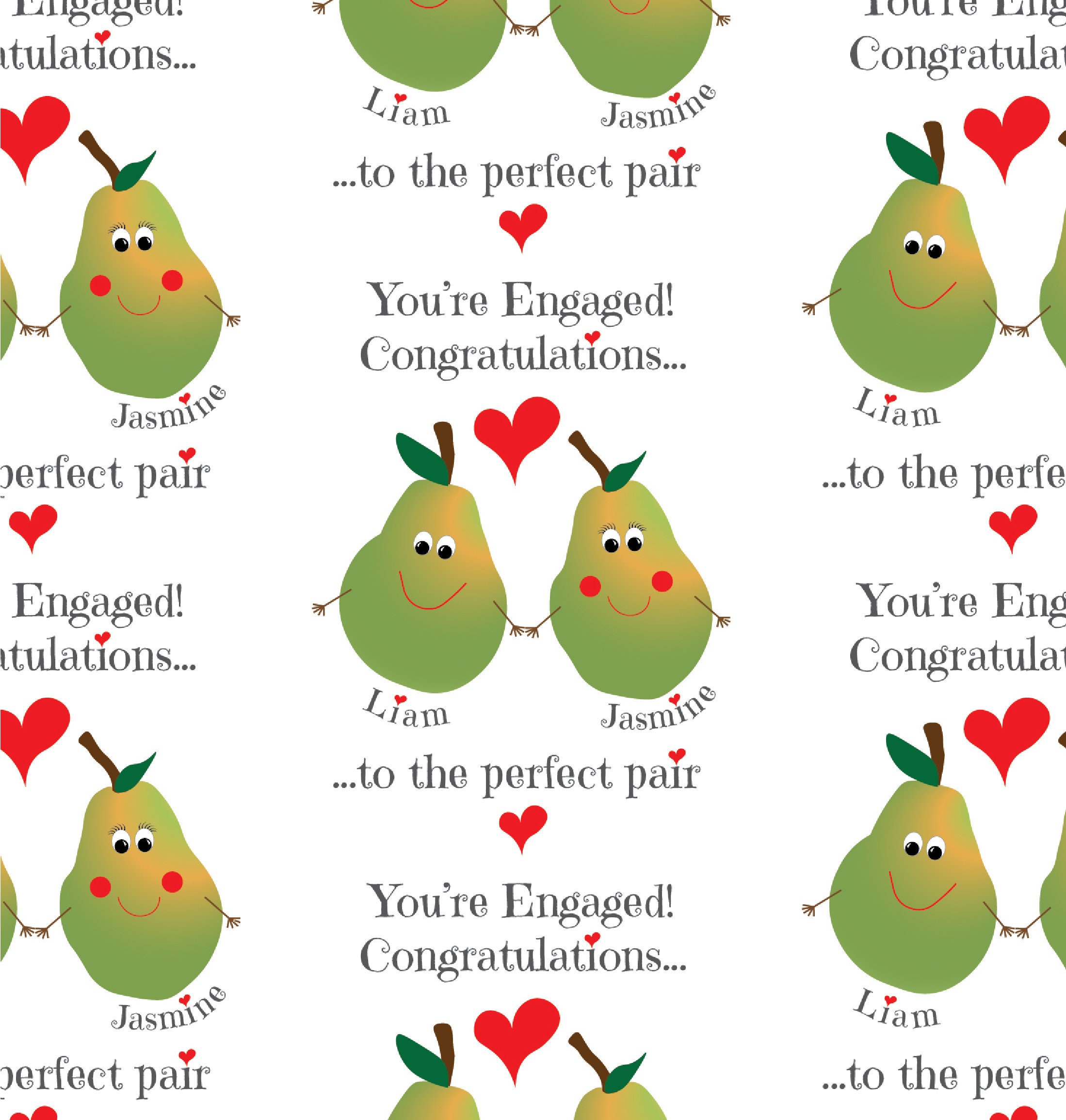 Perfect Pair Wrapping Paper Engagement Gift Wrap | Etsy