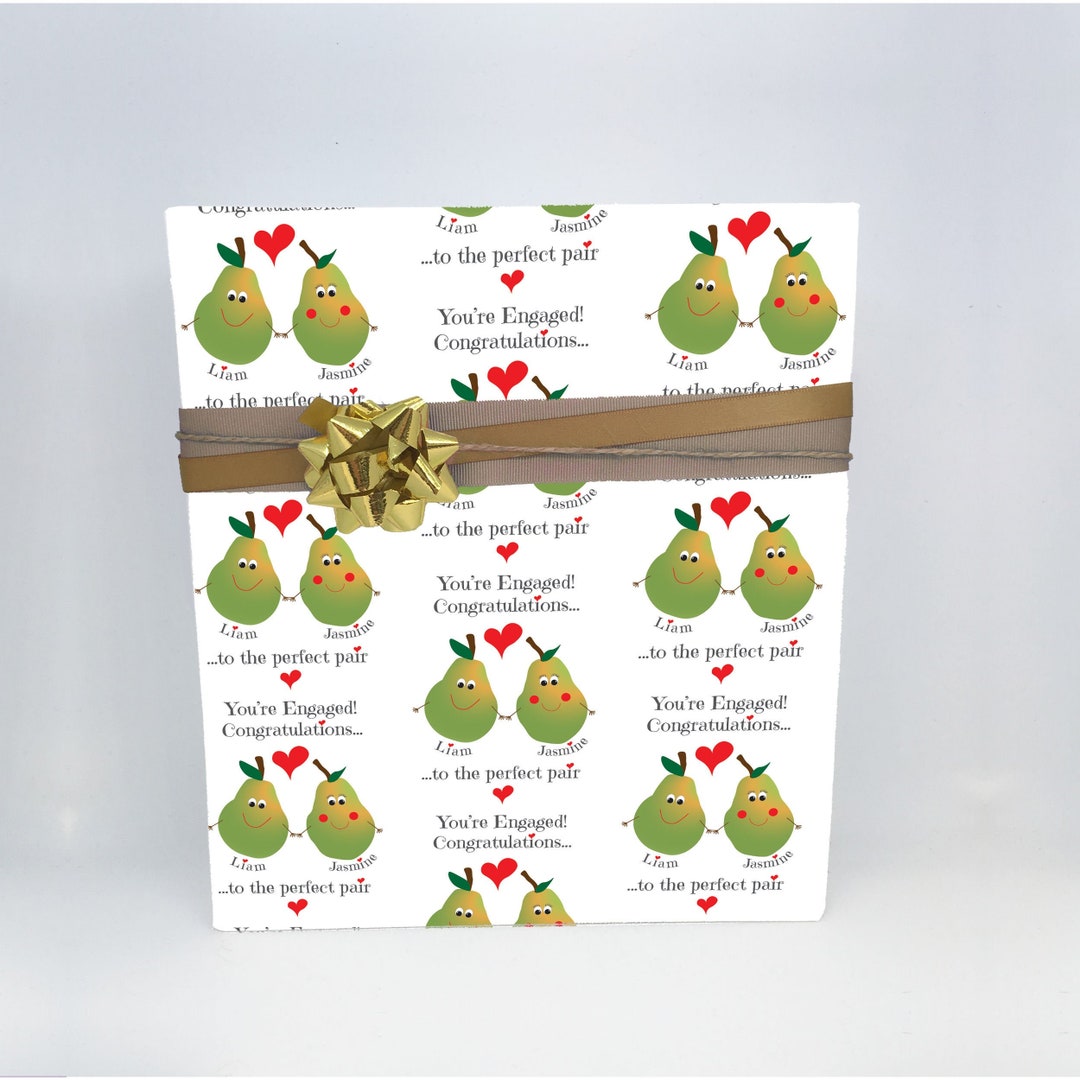 Perfect Pair Wrapping Paper - Engagement Gift Wrap - Personalised ...