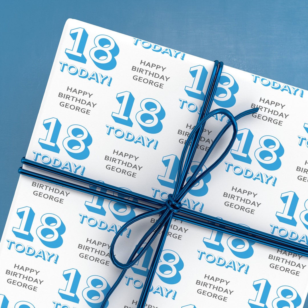 Personalised 18th Birthday Gift Wrap - Personalised 18 Today Wrapping ...