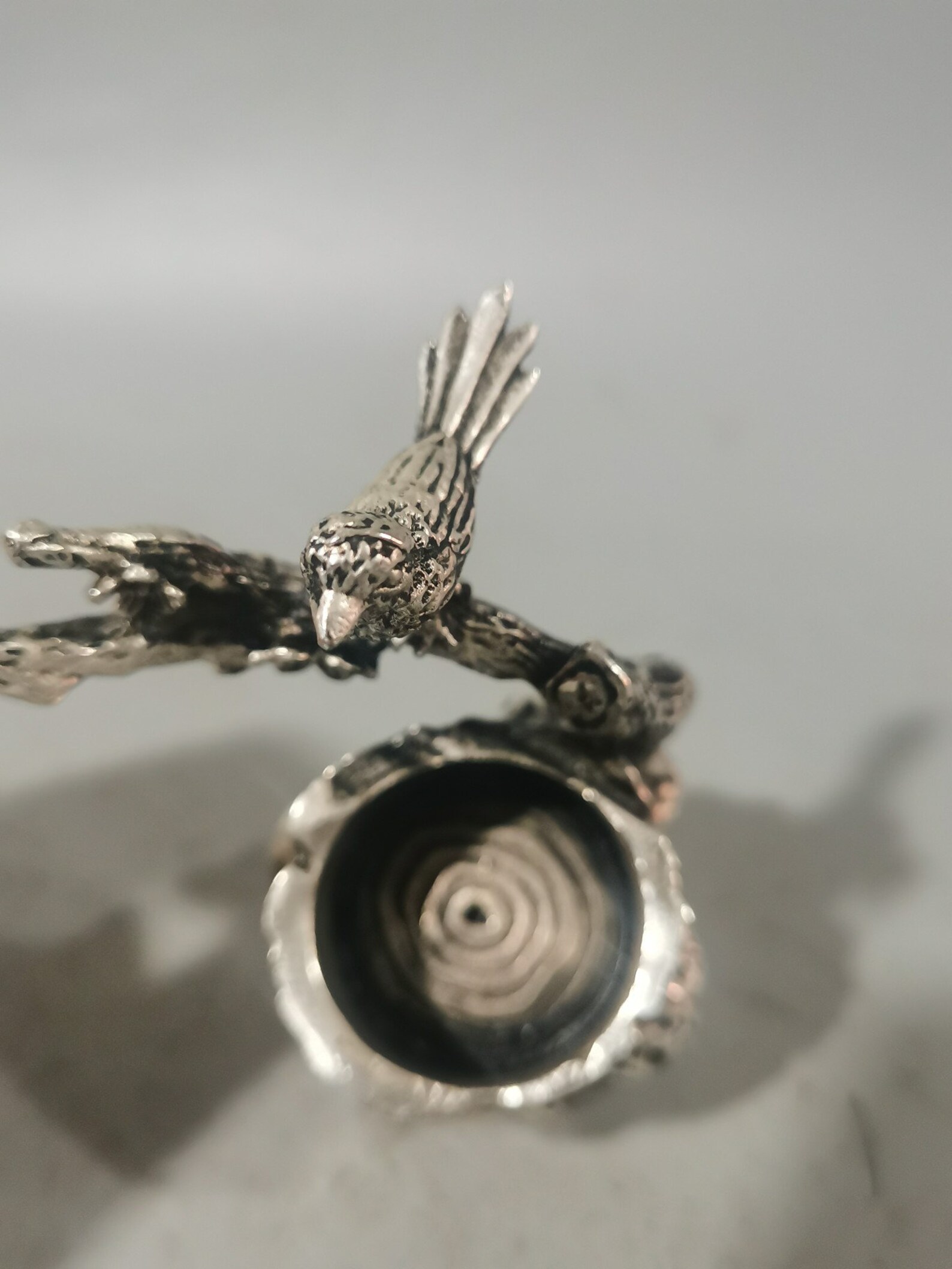 Chinese Handcrafted Tibetan Silver Tree Branches and Bird Pen Washes ...