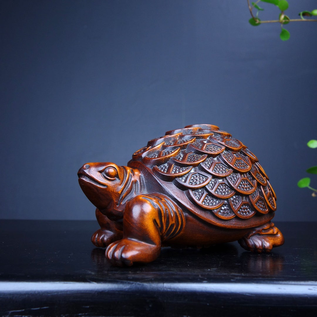 Natural Boxwood Hand Carved Turtle Statue Ornament，buddha Statue ...