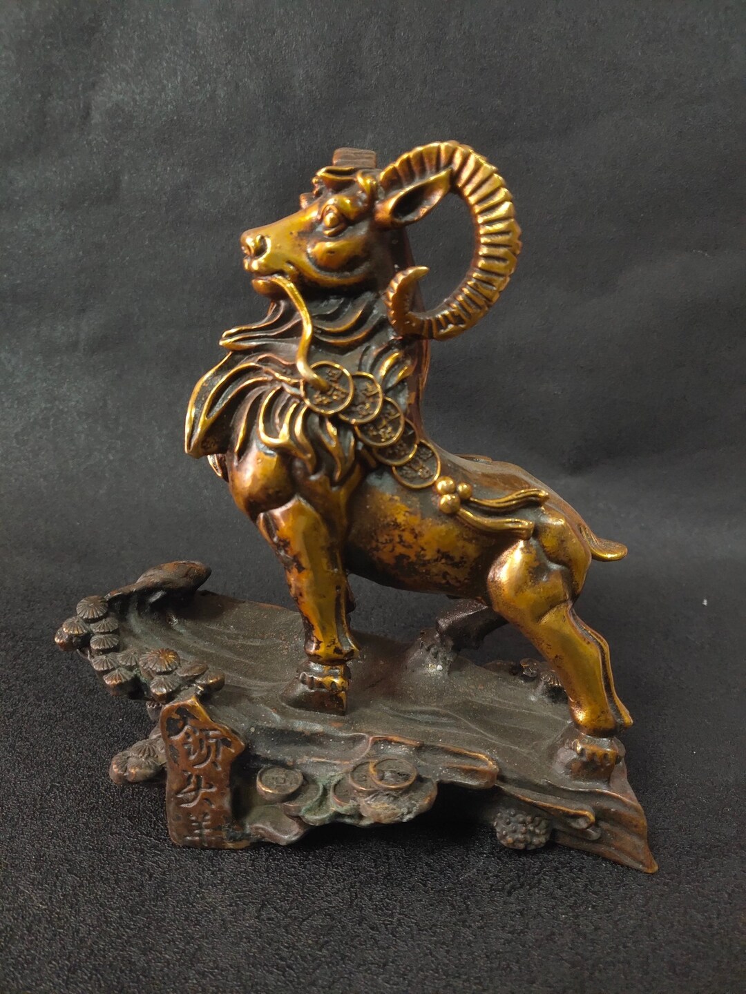 Handcarved Copper Sheep Statue Decoration,chinese Antique,unique in ...