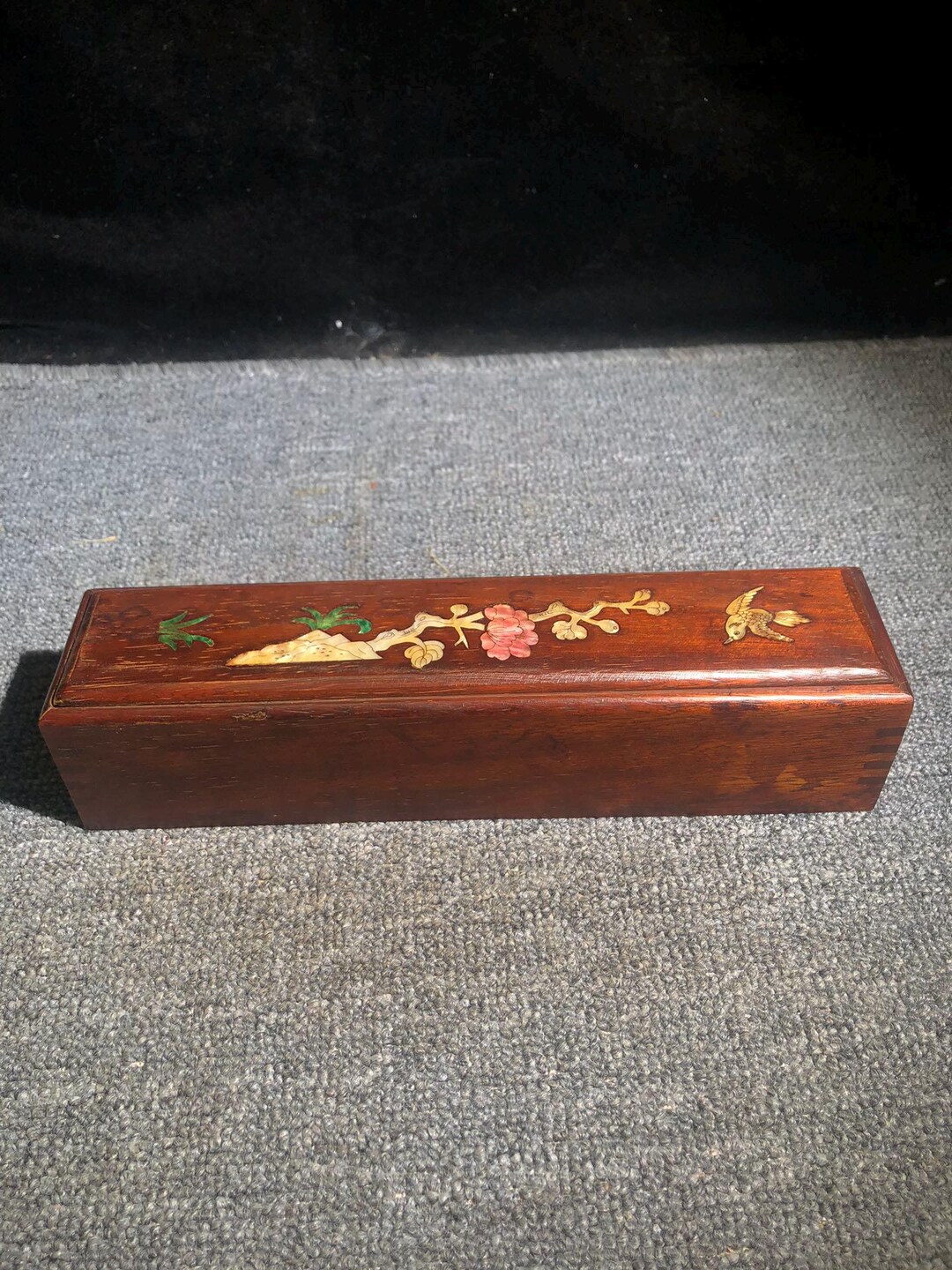 Chinese Handmade Carved Natural Rosewood Flower and Bird Pattern ...