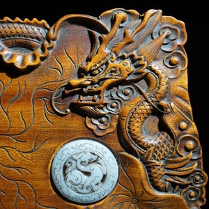 Rosewood Inlaid Jade Dragon Pattern Inkstone Decoration，handmade in ...