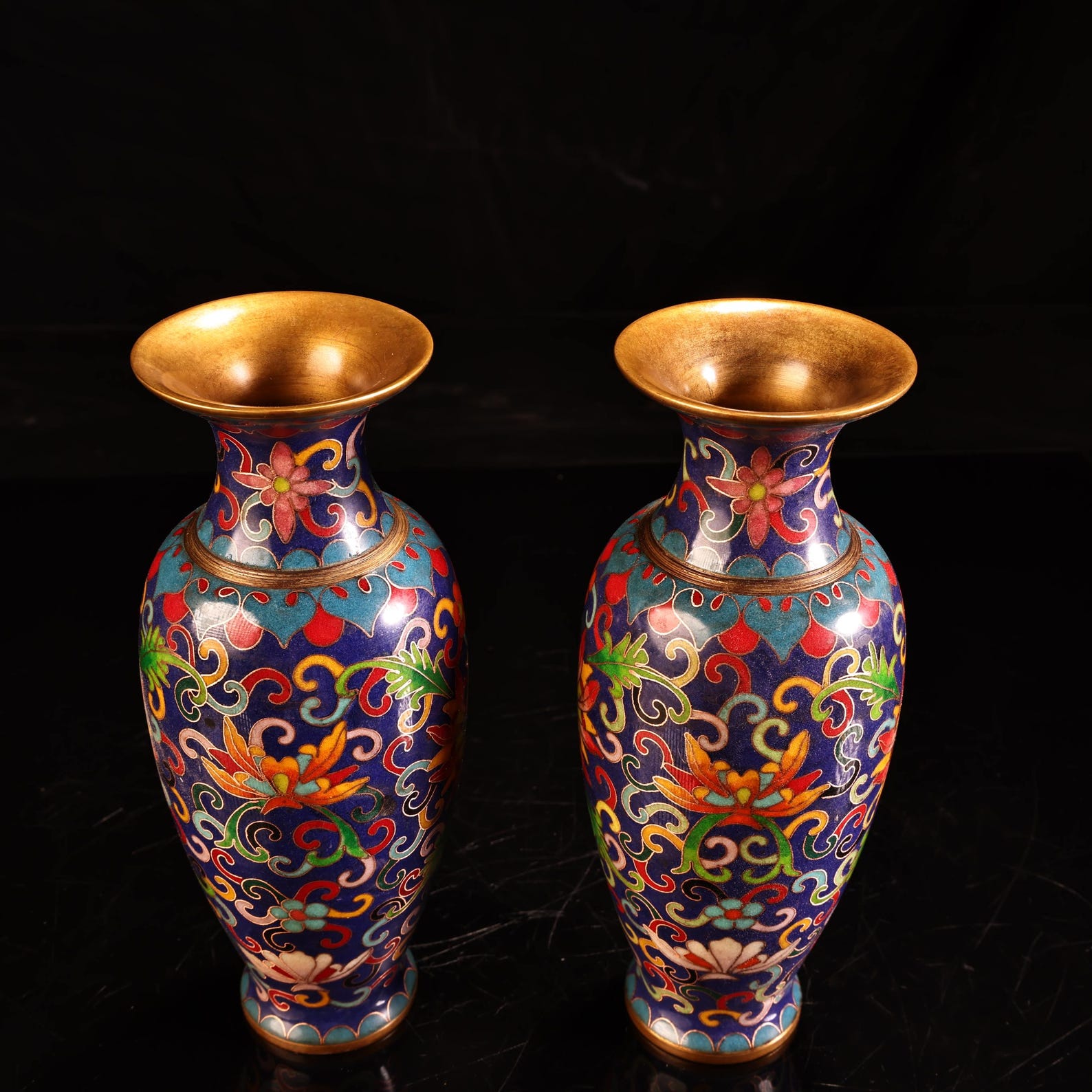 Chinese Antique Collection Handmade Carved Copper Cloisonn é Flower and ...
