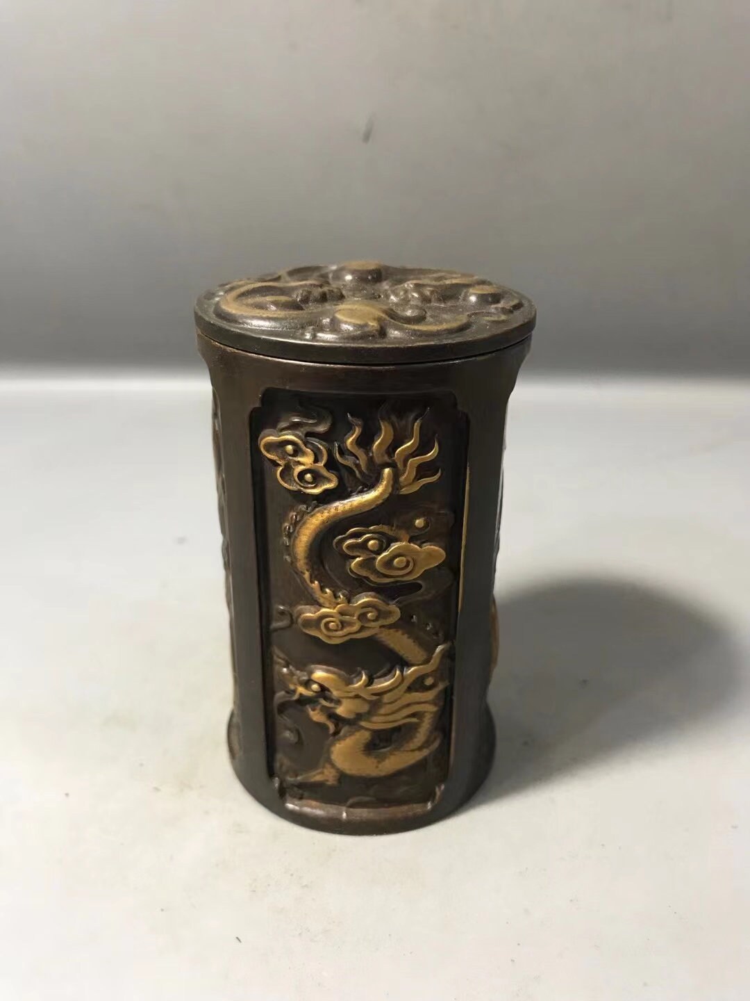 Chinese Handcarved Copper Dragon and Phoenix Statue Toothpick Box ...