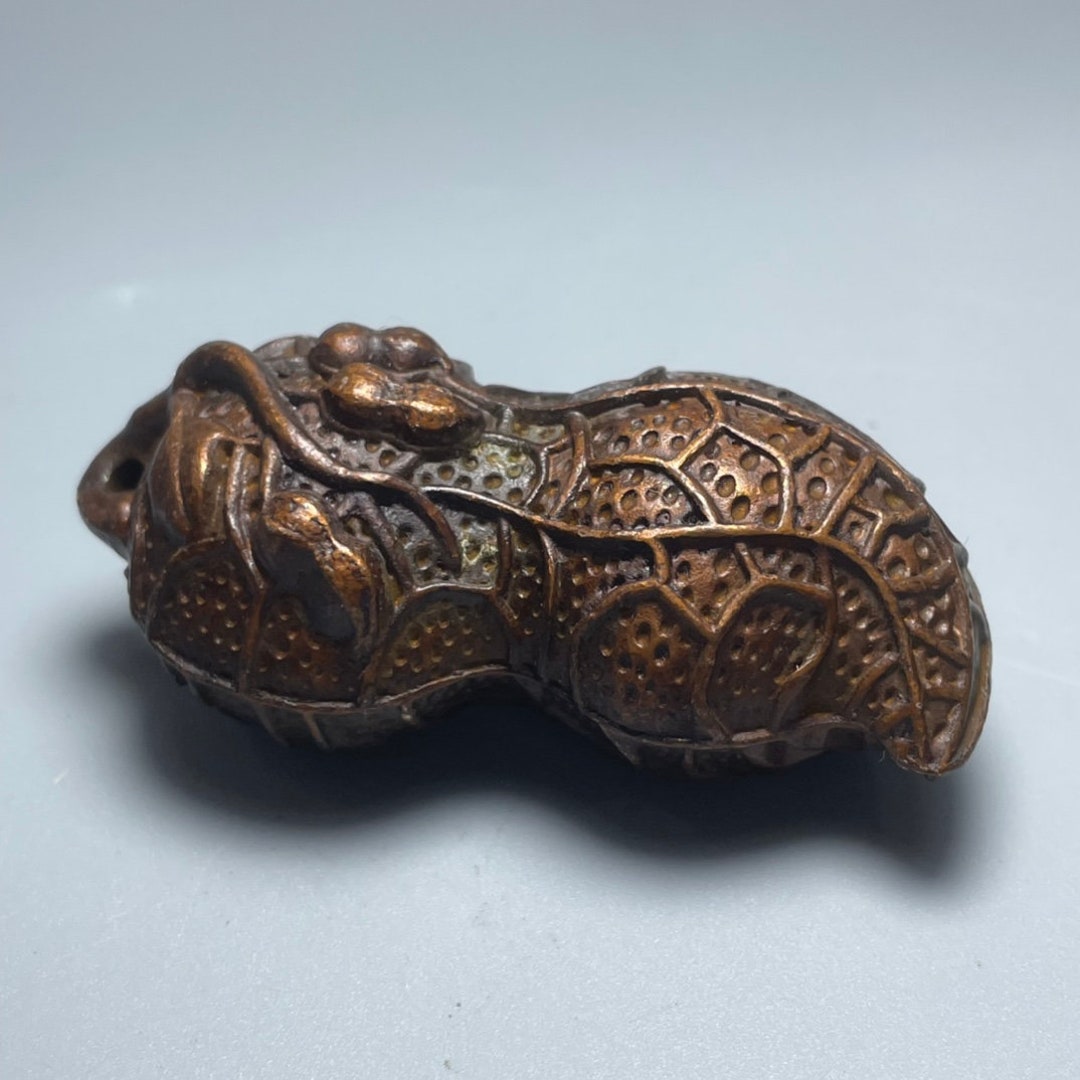 Chinese Handmade Carved Solid Copper Peanut Statue Ornaments, Tea Pets ...