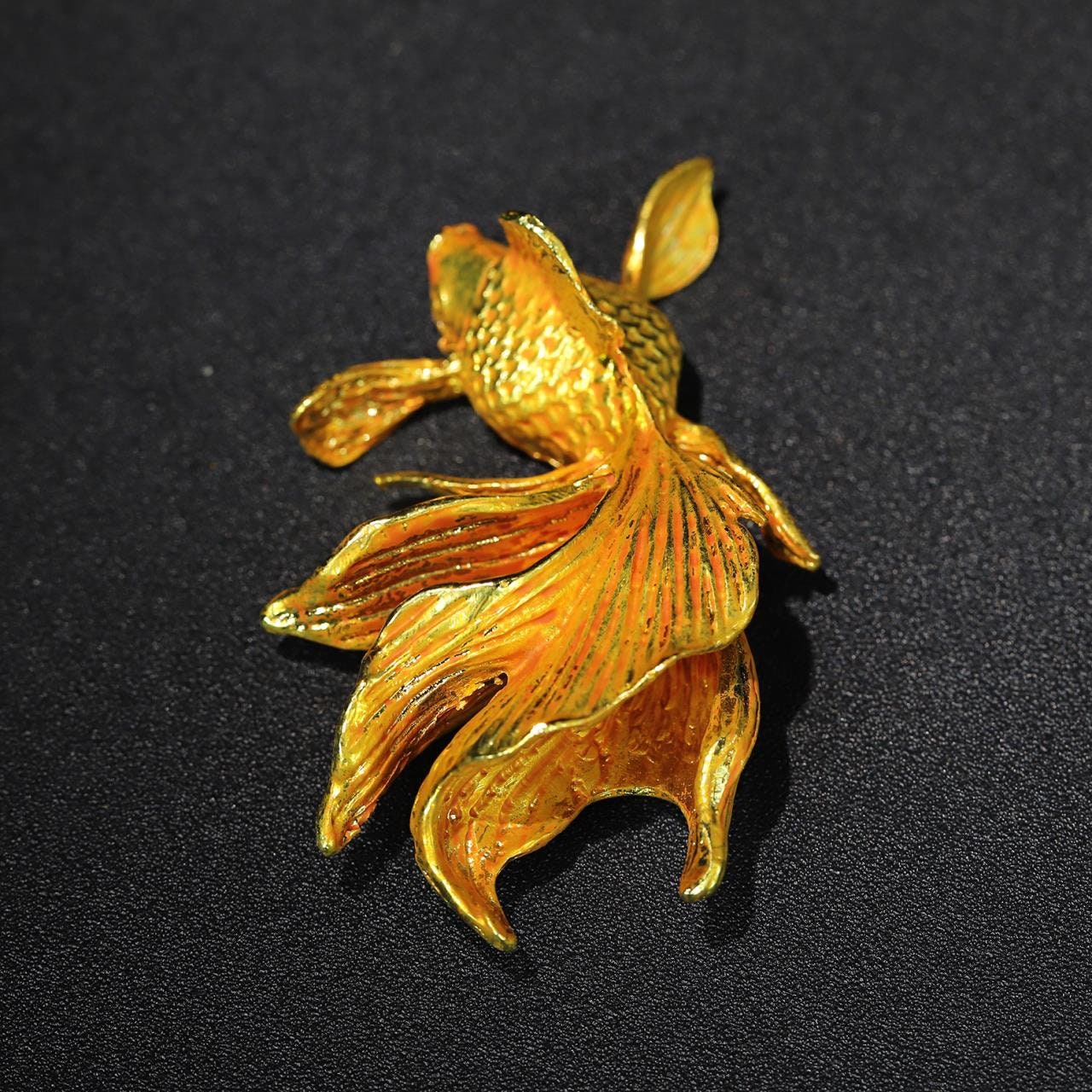 Chinese Handmade Carved Copper Goldfish Statue Decorative Ornaments ...