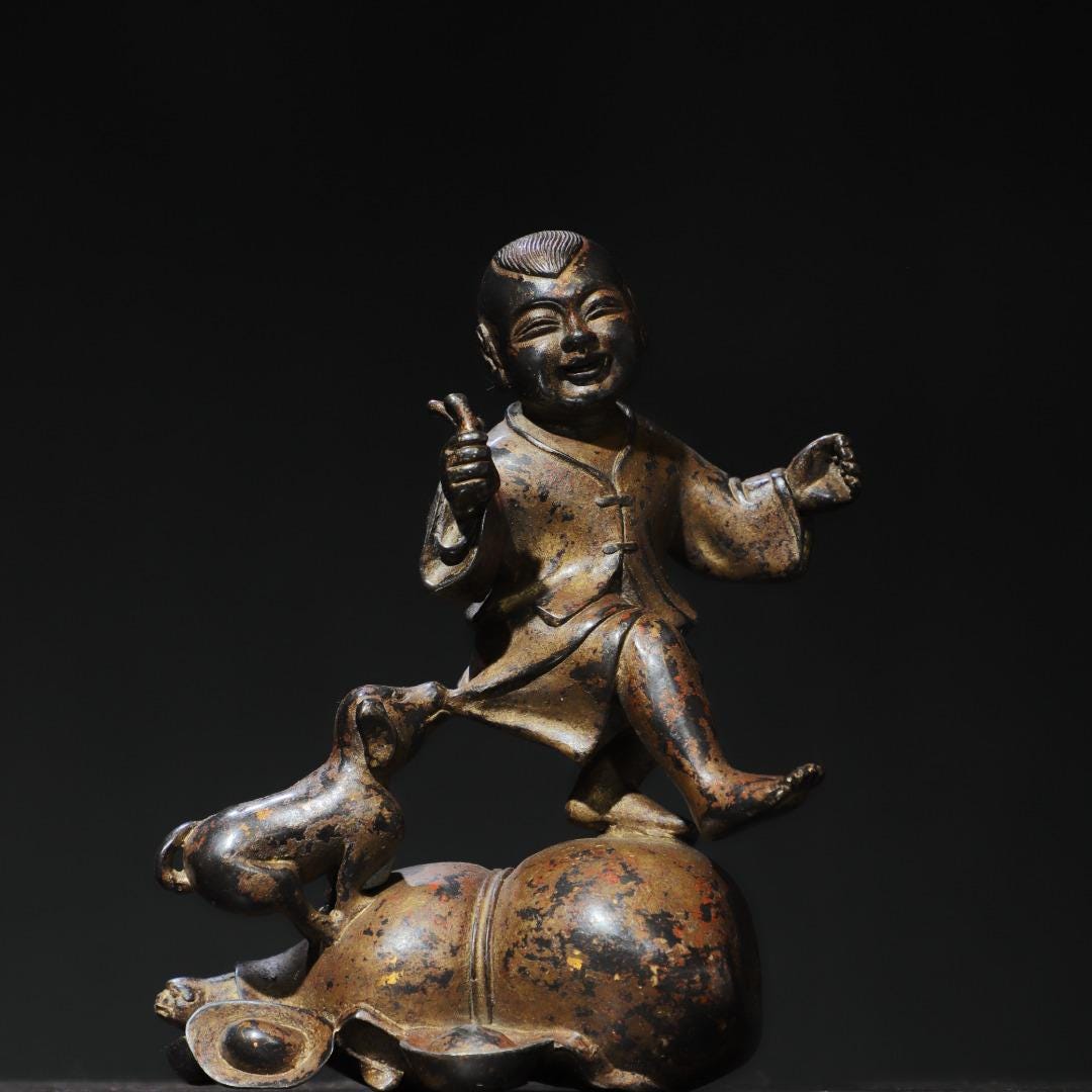 Chinese Collection of Copper Hand Carved Doll Sculptures With Unique ...