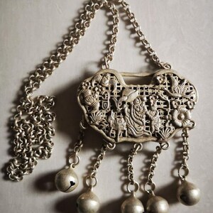 Chinese Antiques Handmade Tibetan Silver Exquisite Character Necklace ...