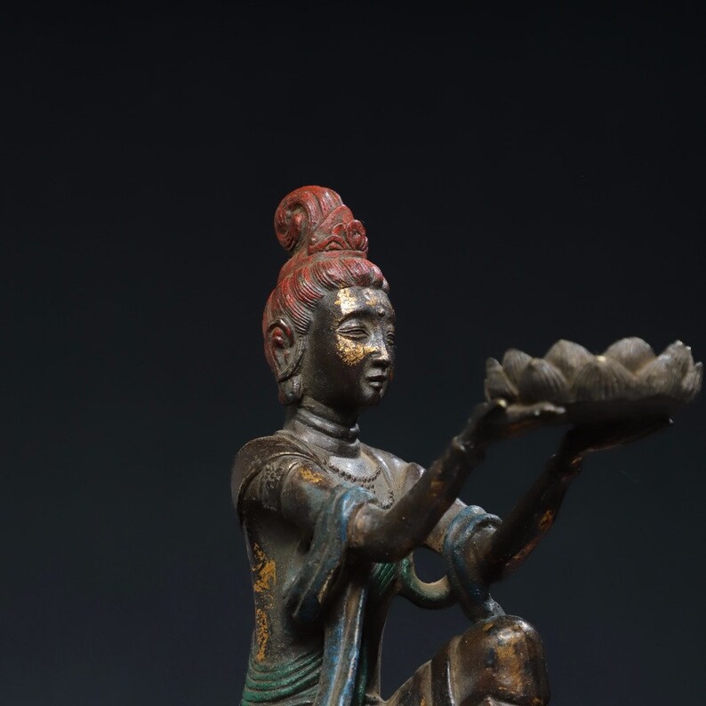 Chinese Antique Hand-made Exquisite and Rare Bronze Beauty Statue ...