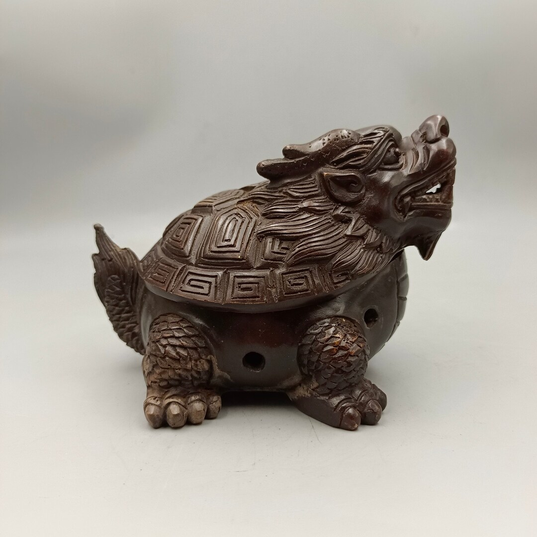 Hand Carved Copper Dragon Turtle Statue Incense Burner,beautiful and ...