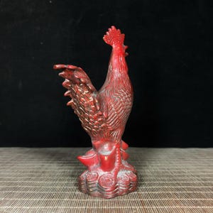 Hand Carved Bronze Rooster Statue Ornament, Zodiac Bronze Carving ...