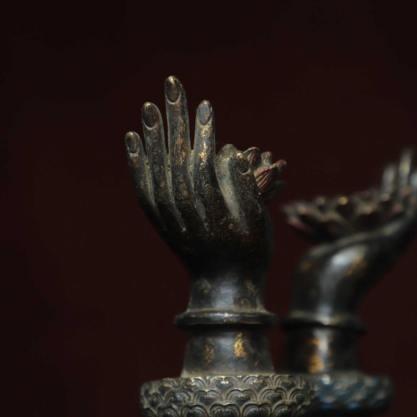 Chinese Antique Handmade Carved Copper Candlestick Statue Ornament ...