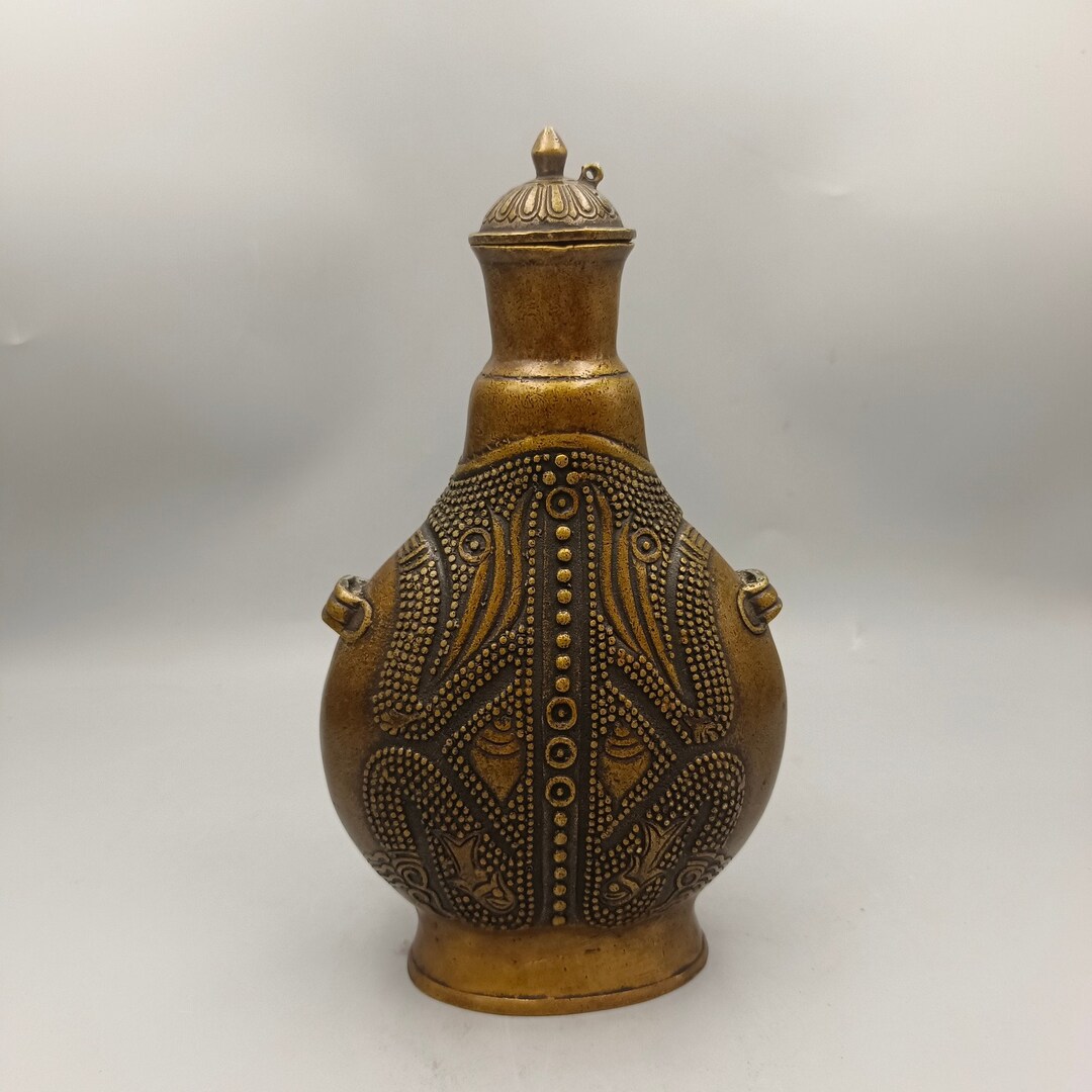 China Handmade Copper Frog Kettle Teapot Wine Pot,rare Statues ...
